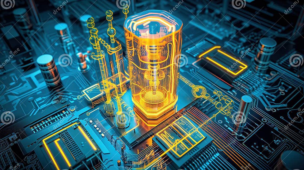 Visualization of Quantum Computer Super Microchip Semiconductor Stock ...