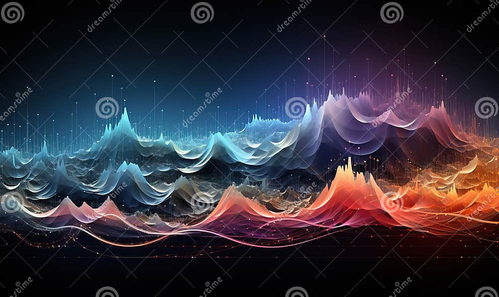 Visualization of a Radio Signal on a Dark Background. Stock Image ...