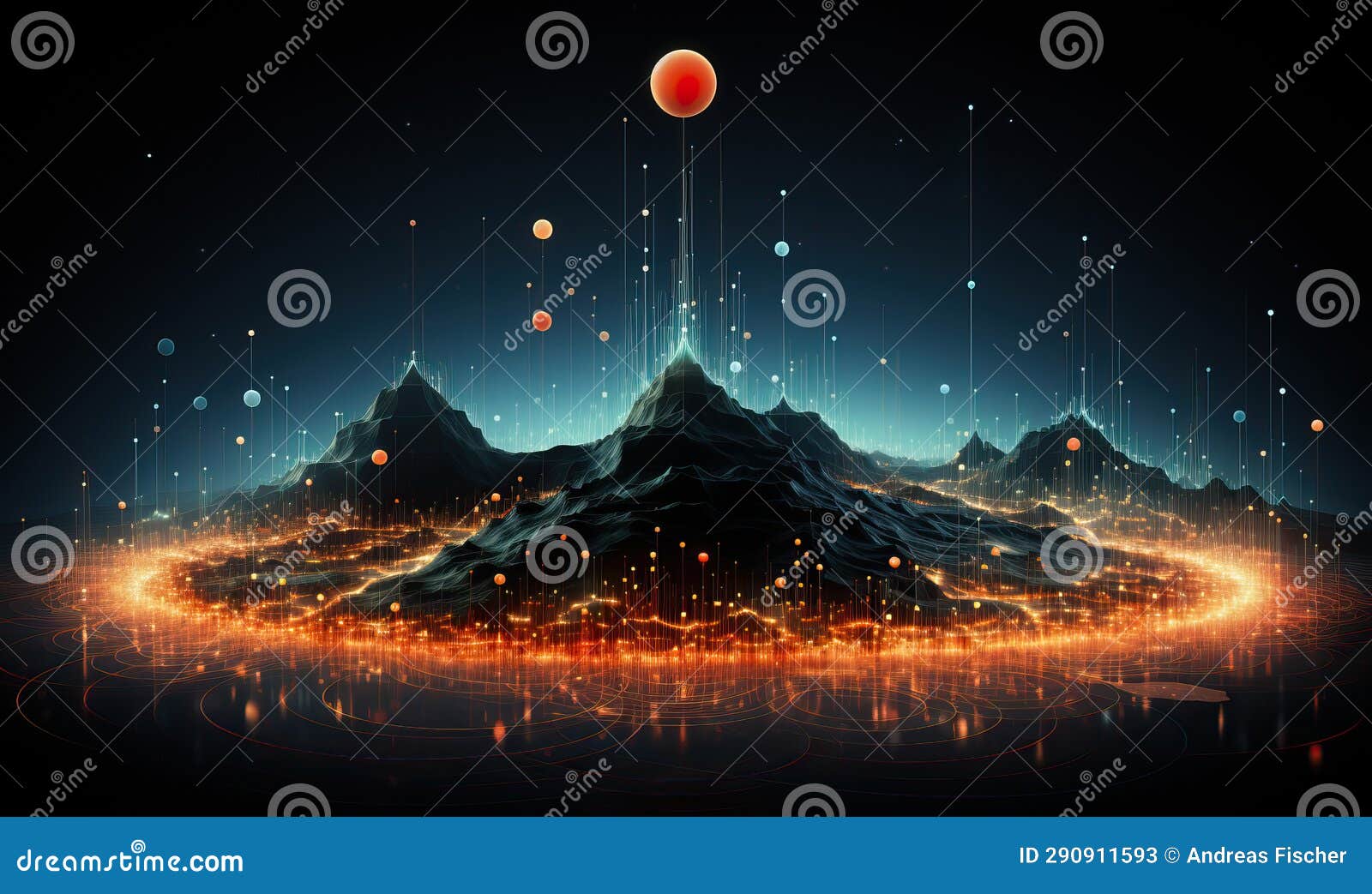 Visualization of a Radio Signal on a Dark Background. Stock Image ...