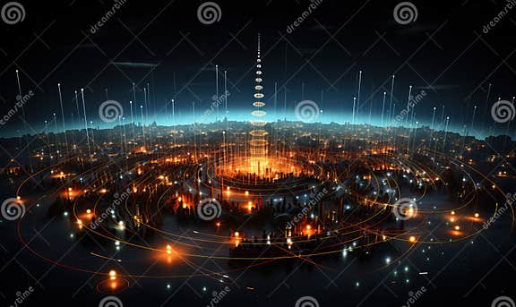 Visualization of a Radio Signal on a Dark Background. Stock ...