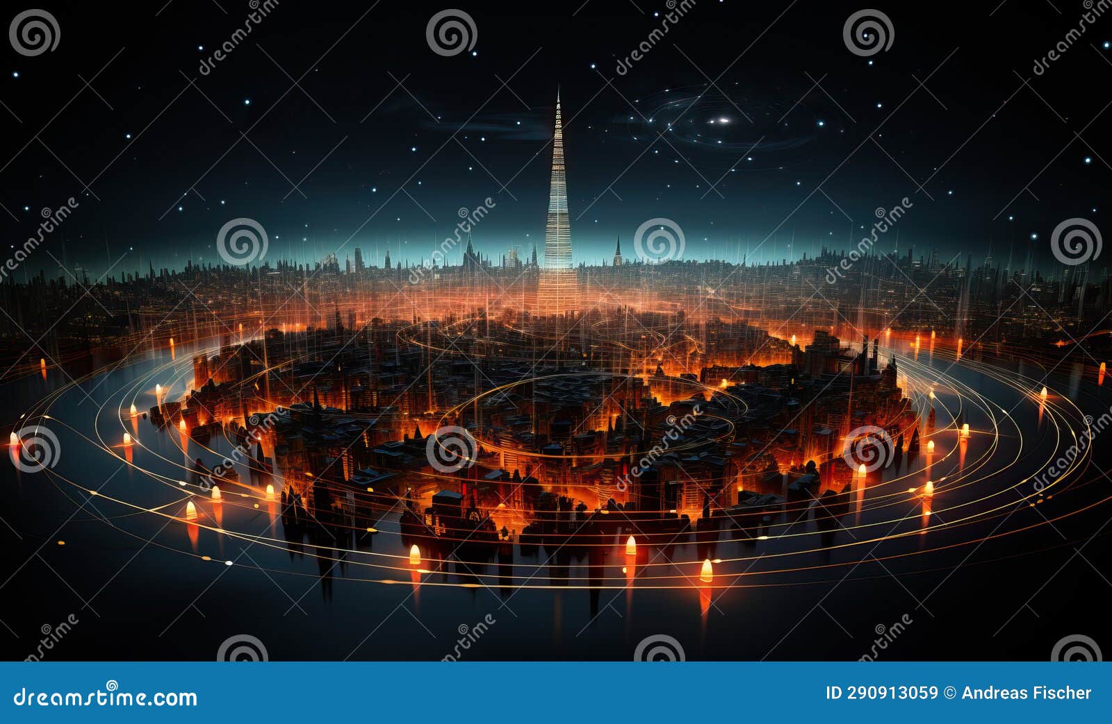 Visualization of a Radio Signal on a Dark Background. Stock Image ...