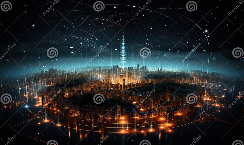 Visualization of a Radio Signal on a Dark Background. Stock ...