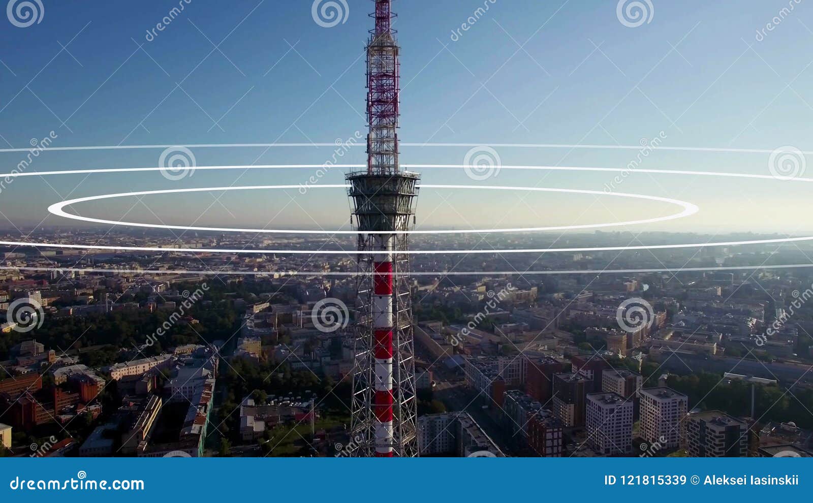 Visualization of Radio Waves Coming from a Large TV Antenna Towering ...