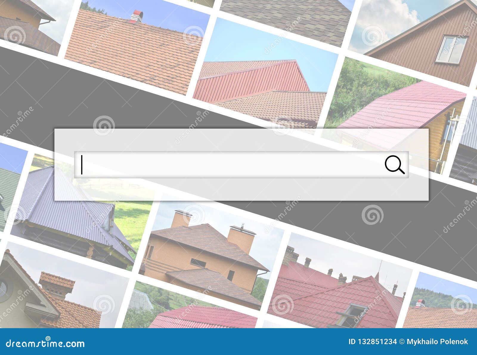 Visualization of the Search Bar on the Background of a Collage O Stock ...