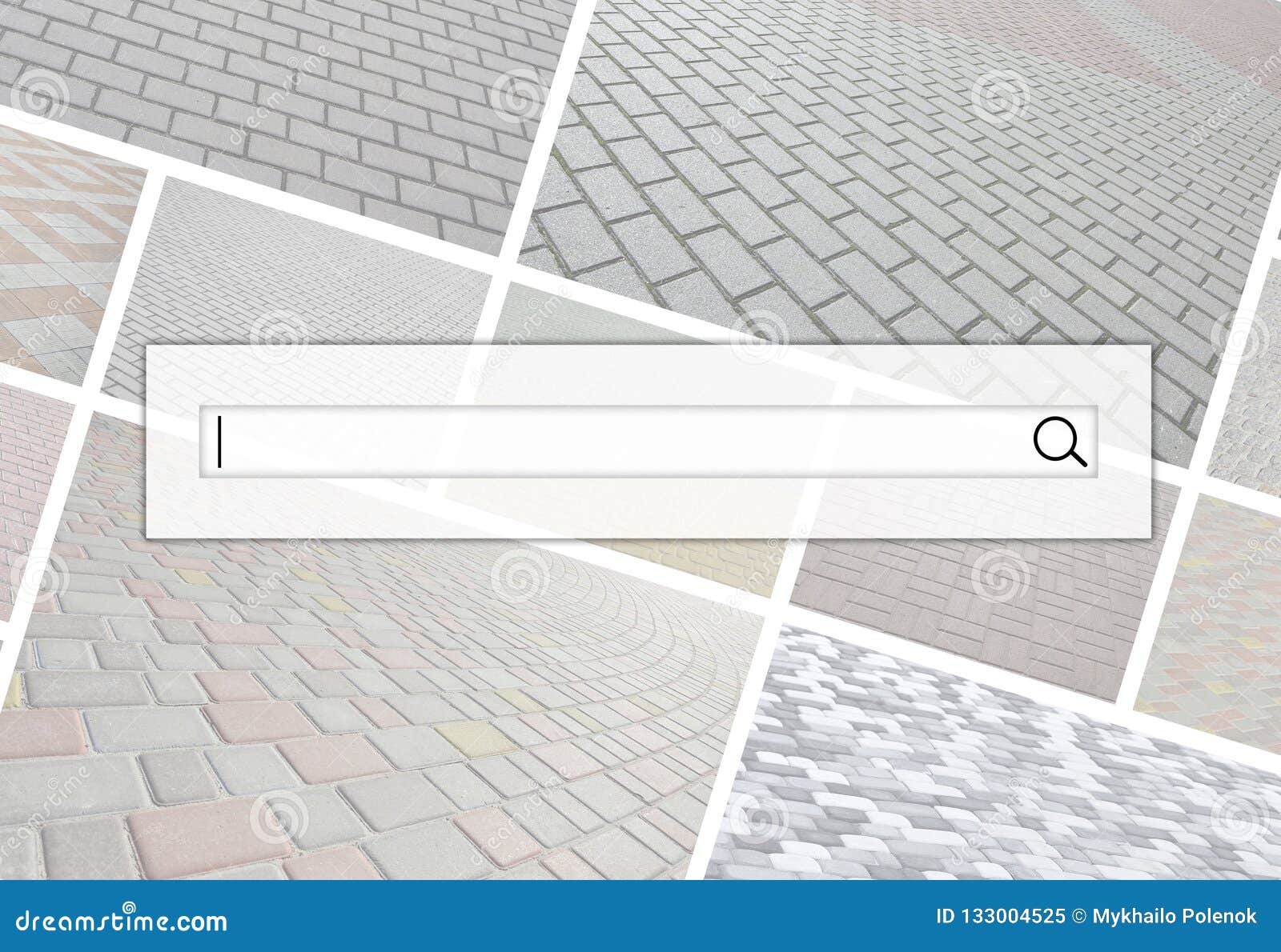 Visualization of the Search Bar on the Background of a Collage O Stock ...