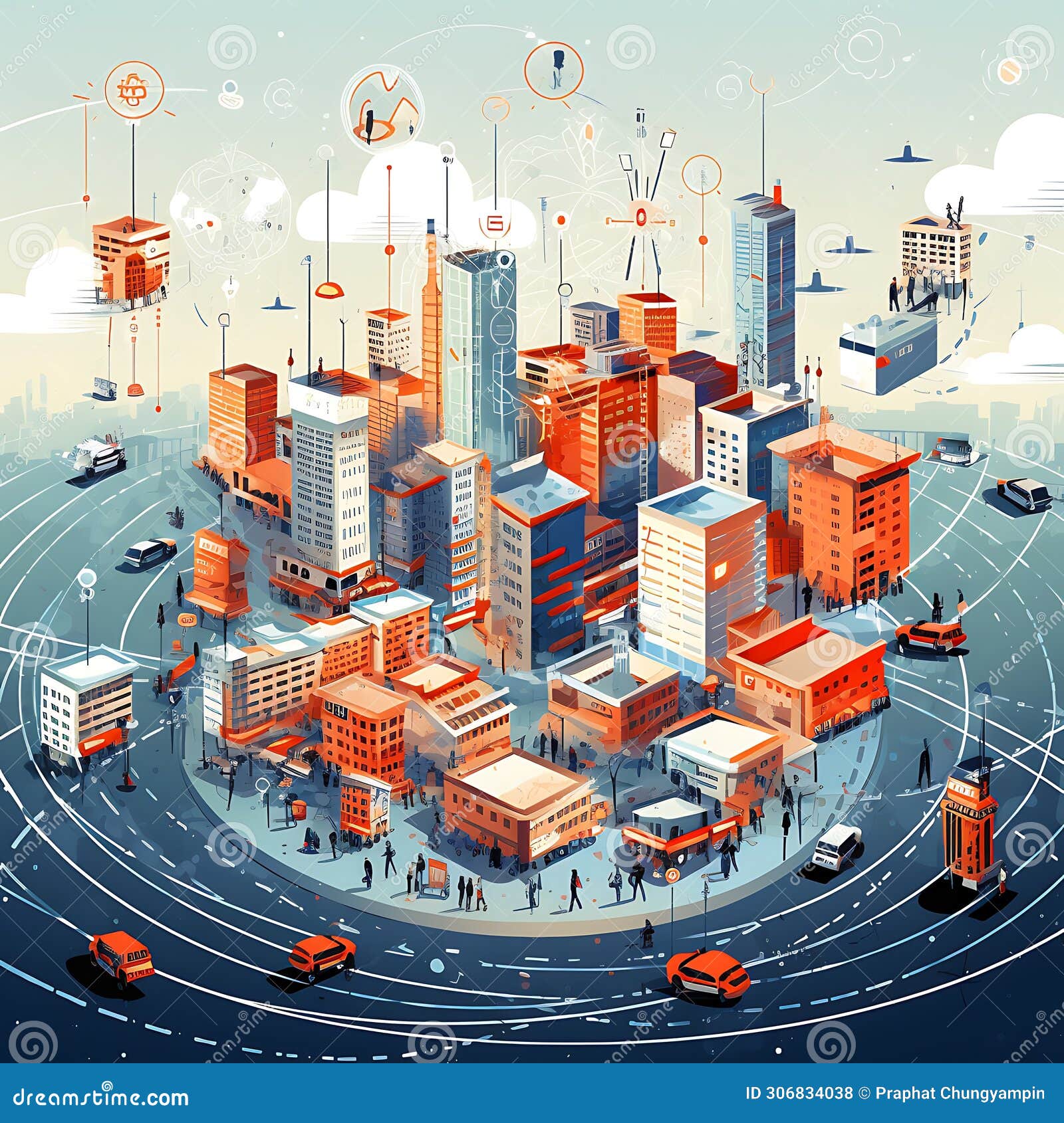 A Visualization of a Smart City S Infrastructure Stock Illustration ...