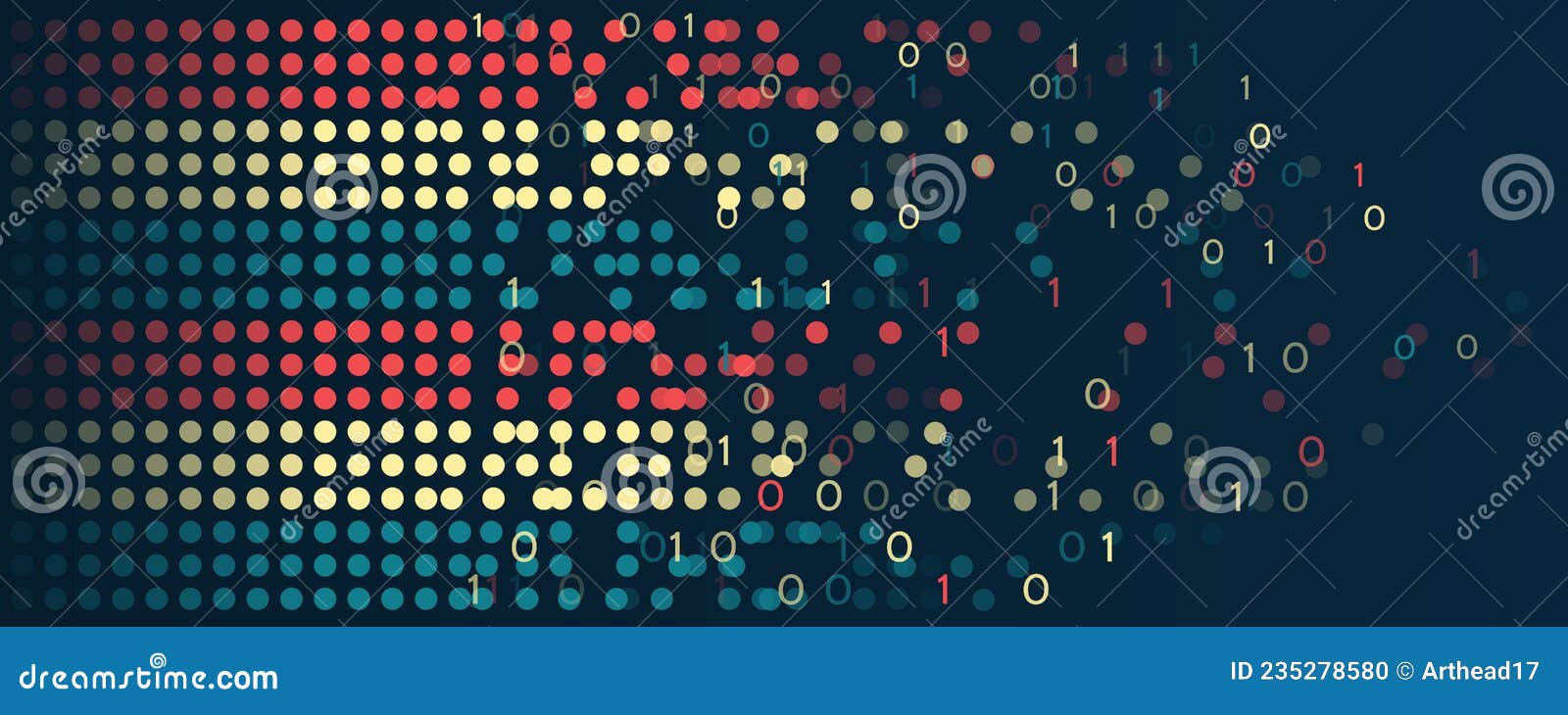 Visualization Sorting Data Abstract Flow Of Information As Circles And Binary Code Vector