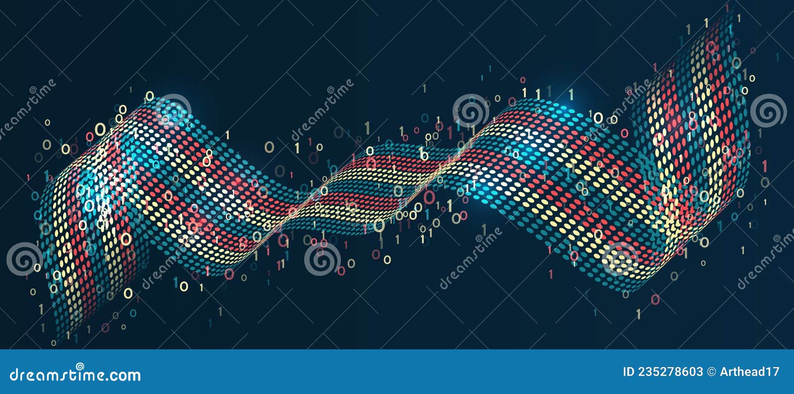 Visualization Sorting Data Abstract Flow Of Information As Circles And Binary Code Vector