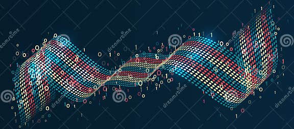 Visualization Sorting Data, Abstract Flow of Information As Circles and Binary Code. Vector ...