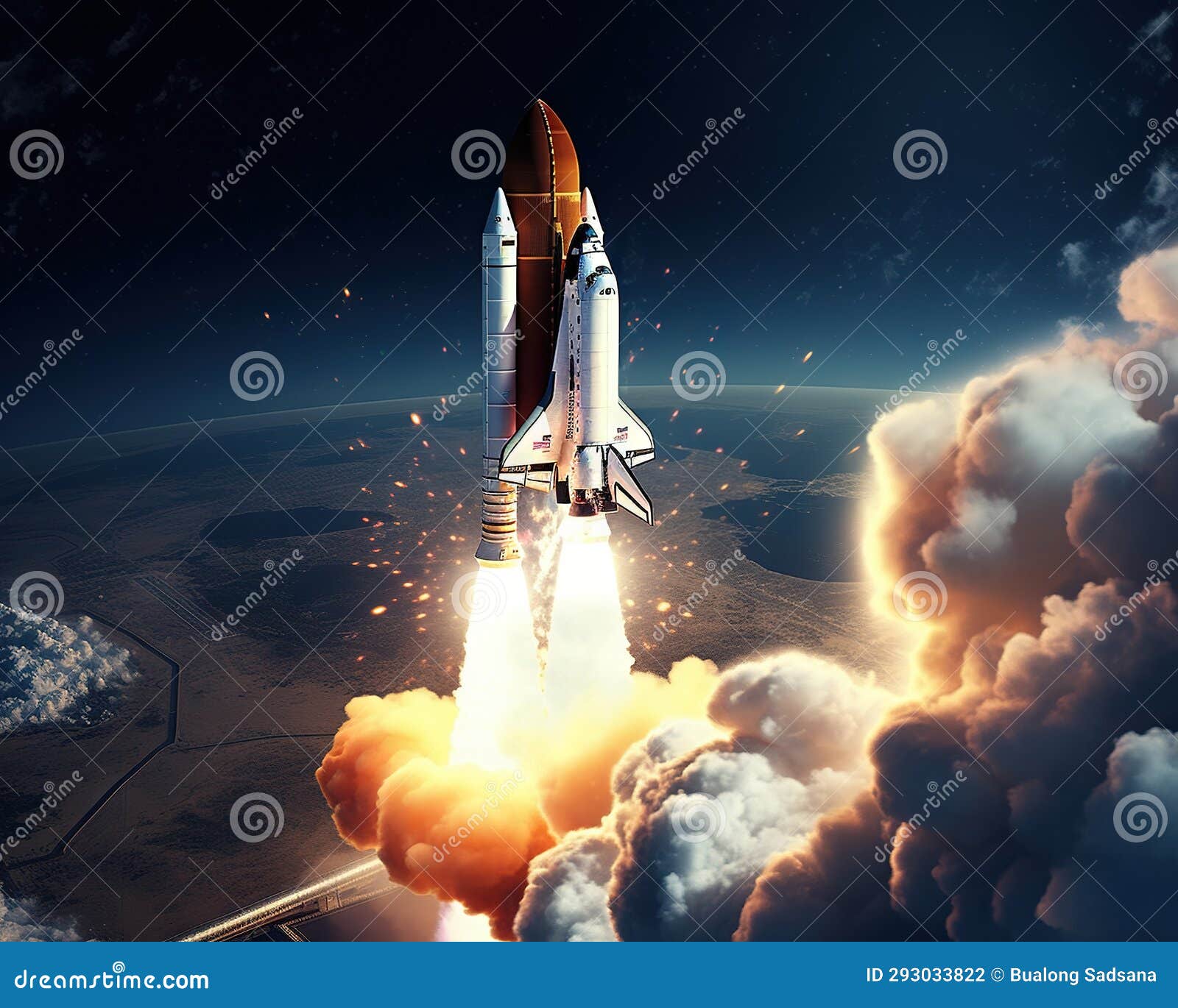 Visualization of a Spaceship Lifting Off from a Space Shuttle Rocket ...