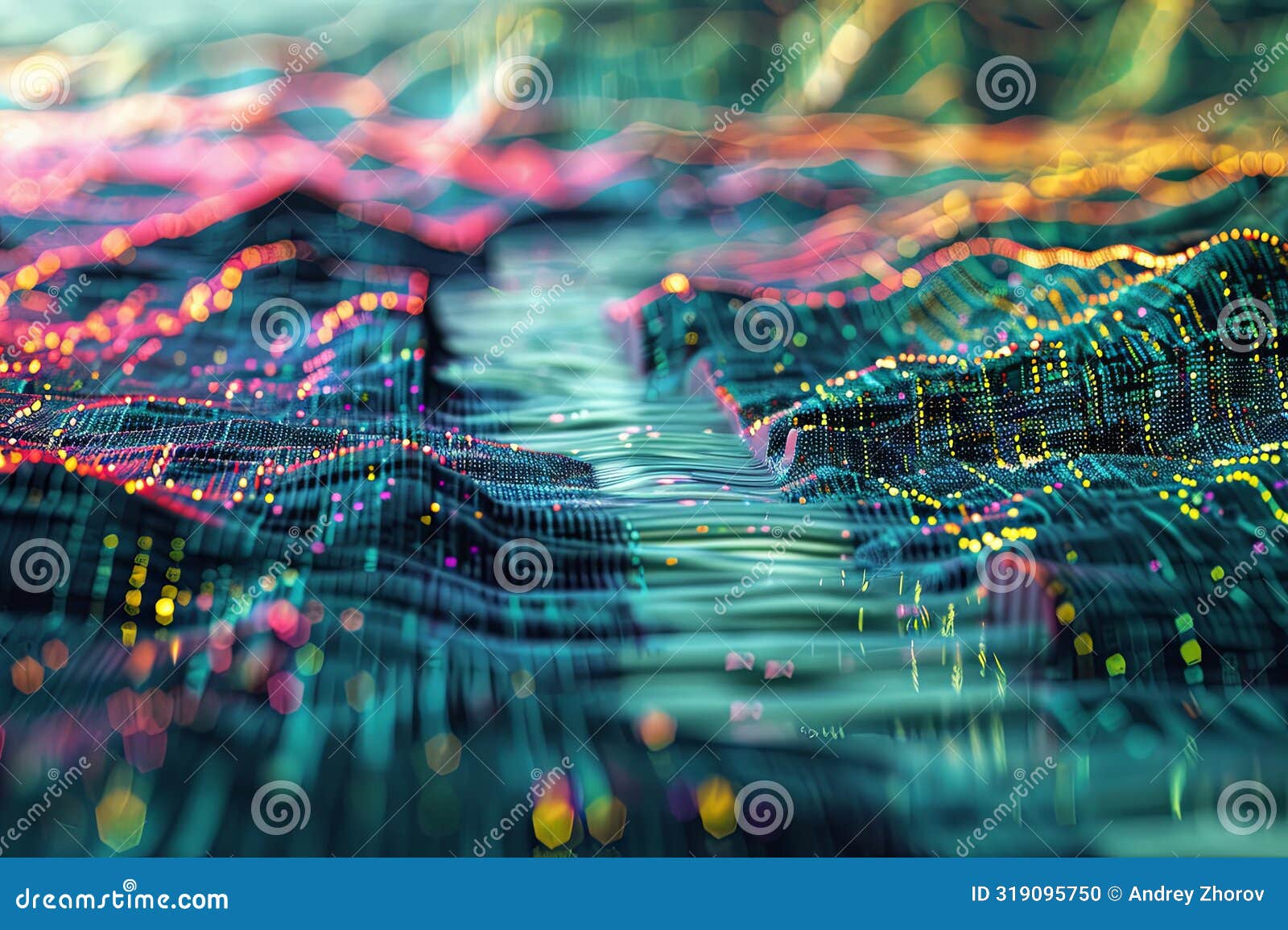 A Visualization of Streaming Data Flows Resembling a Wave in a Digital ...