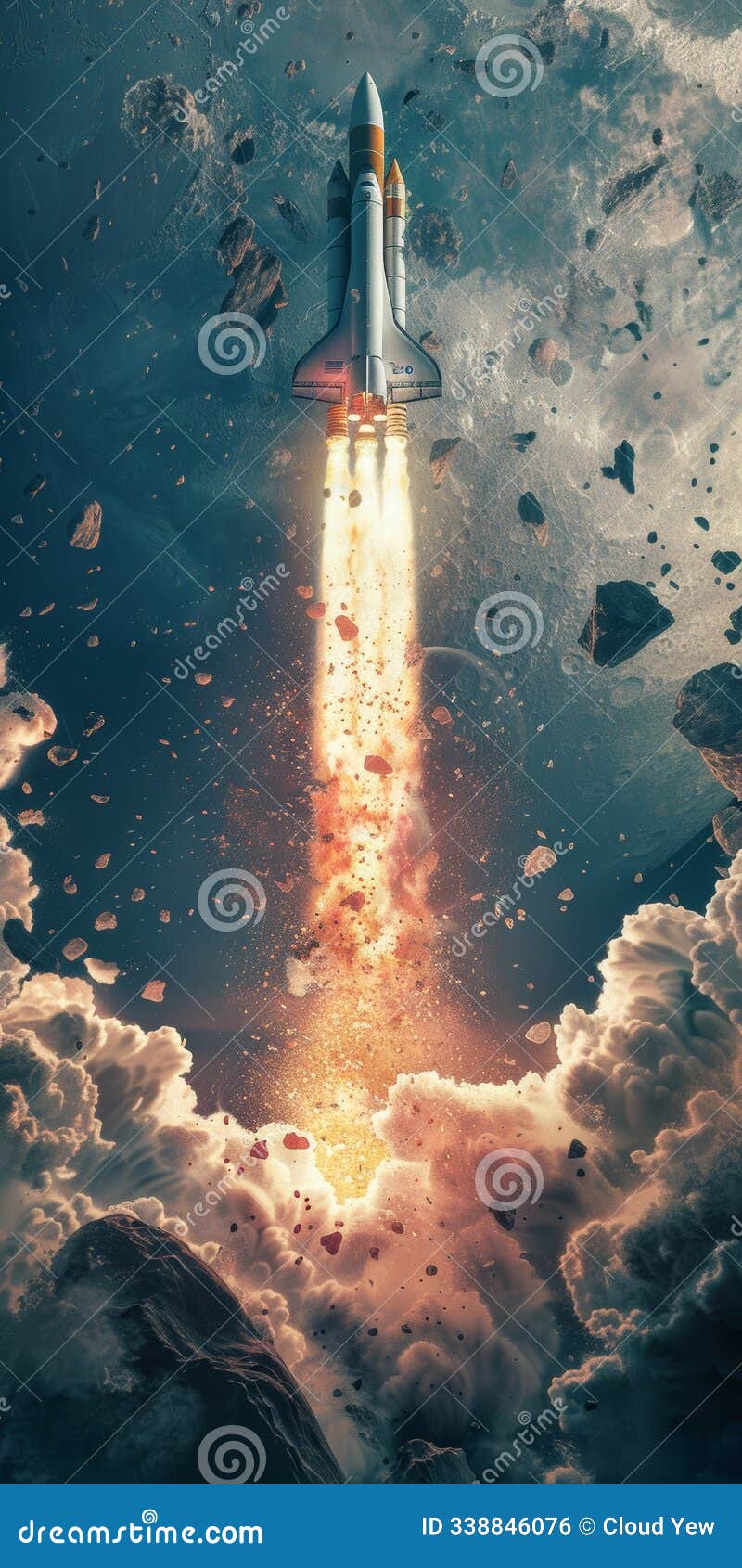 Visualization of Success As a Rocket Breaking through Barriers. Stock ...