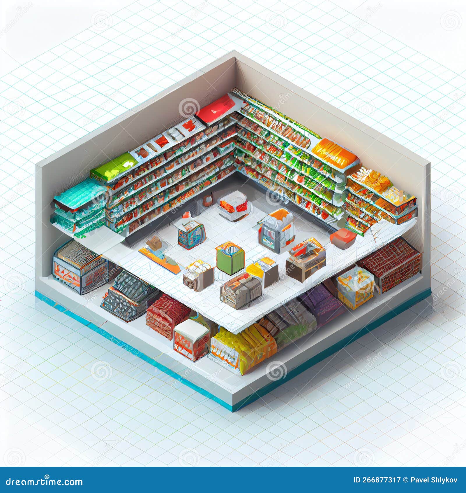 Visualization of Shop 3d, Isometric Stock Illustration - Illustration ...