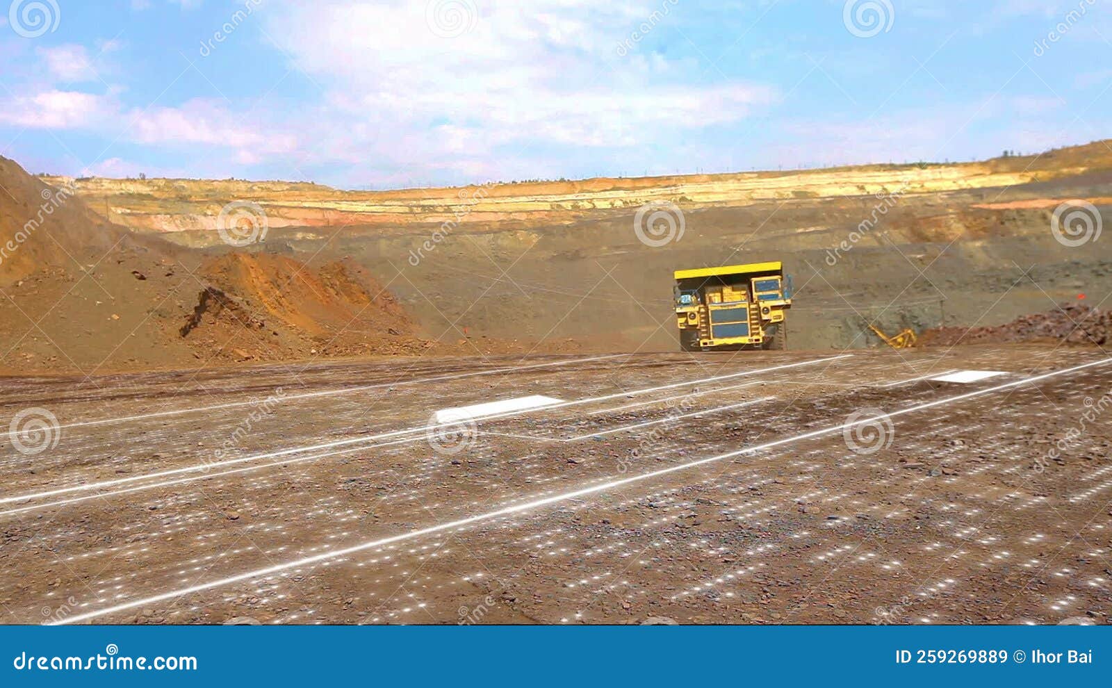 The Modern Quarry Truck Drives through the Quarry. Visualization of the ...