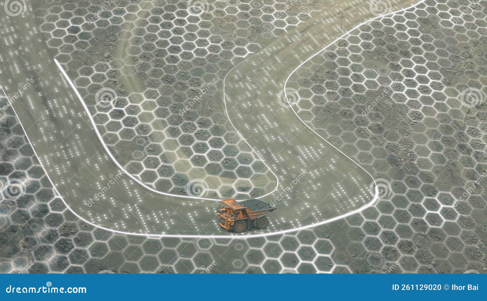 Iron Ore Mining. Visualization of a Modern Quarry. a Mining Dump Truck ...