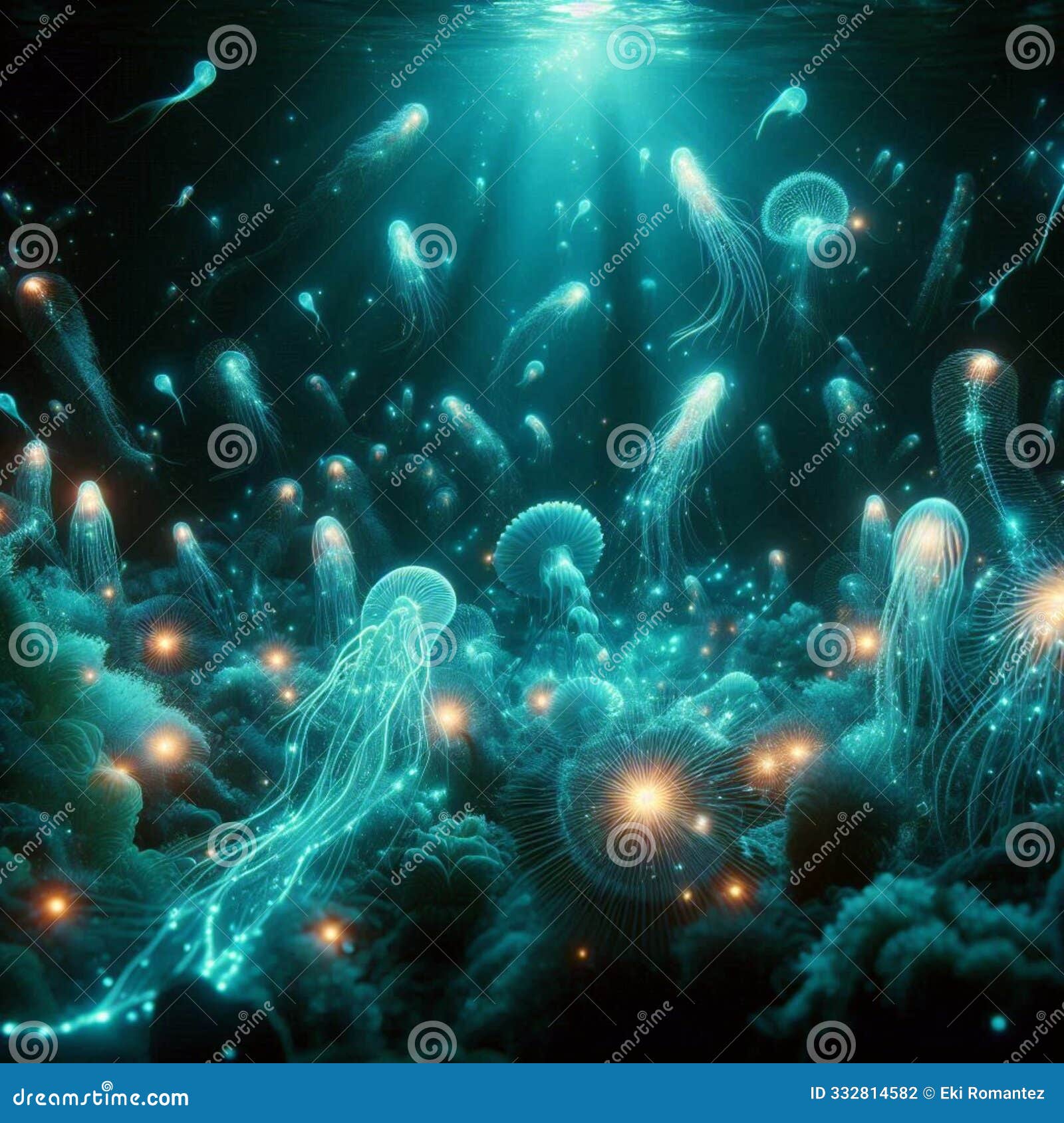 A Visualization of Underwater Life with Creatures Emitting ...