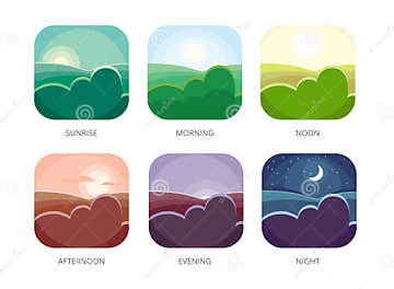 Visualization of Various Times of Day. Morning, Noon and Night Stock ...