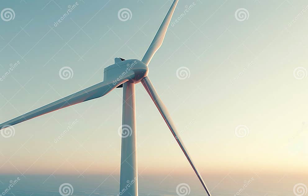 A Visualization of a Wind Turbines Propeller in Motion Set Against a ...