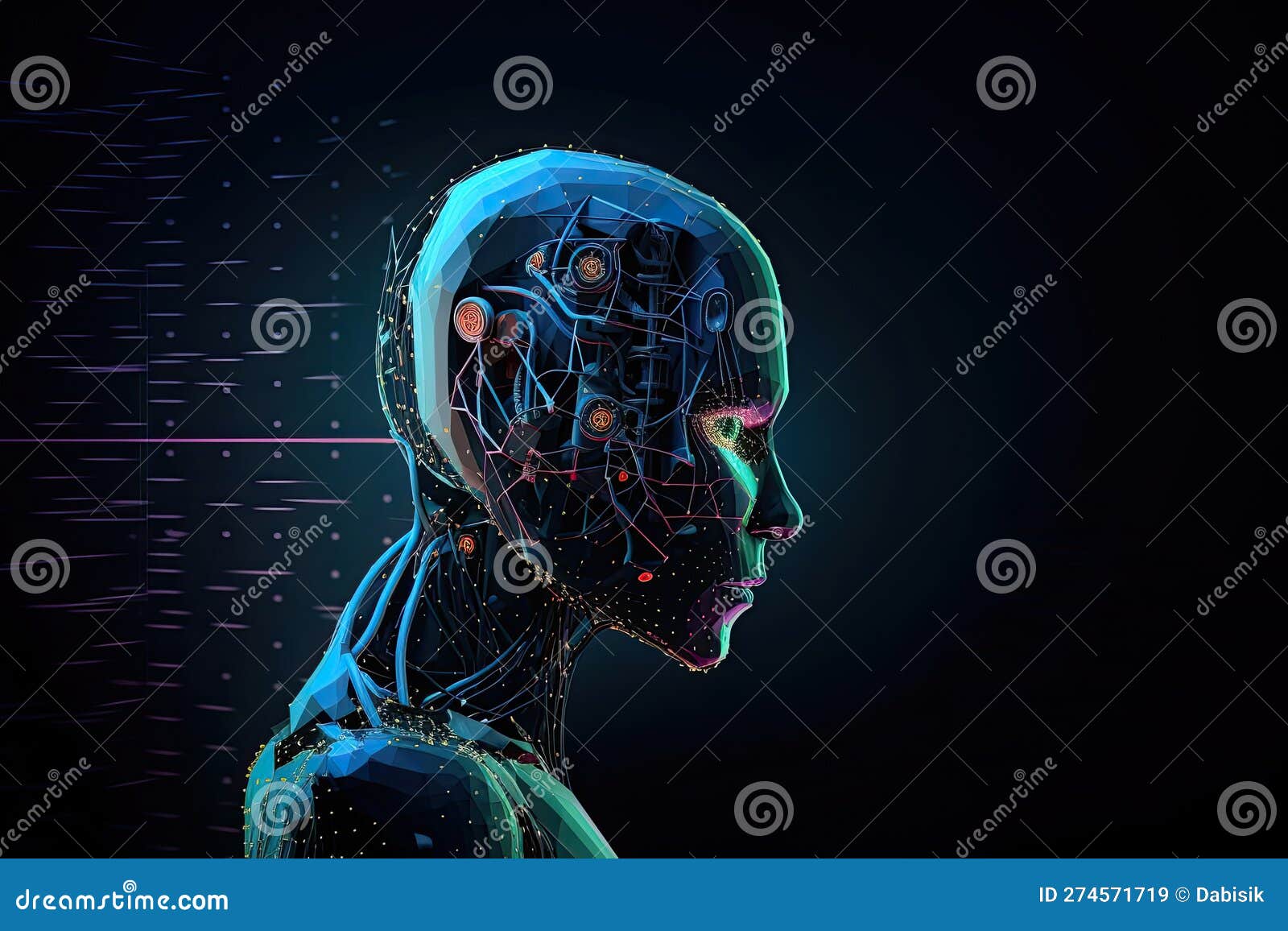 Android on Dark Background with Neurals Connection. Generative AI Stock ...