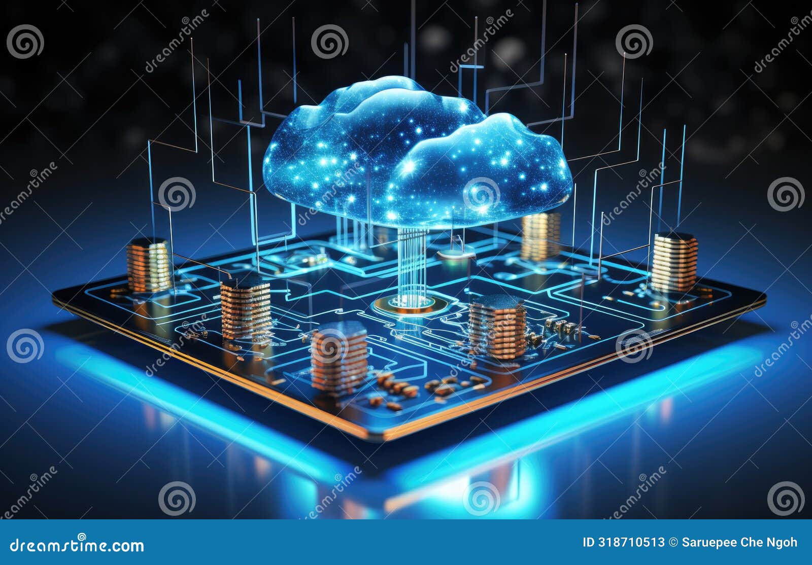 Visualize an Advanced Cloud Computing Network with a Luminous Ethereal ...