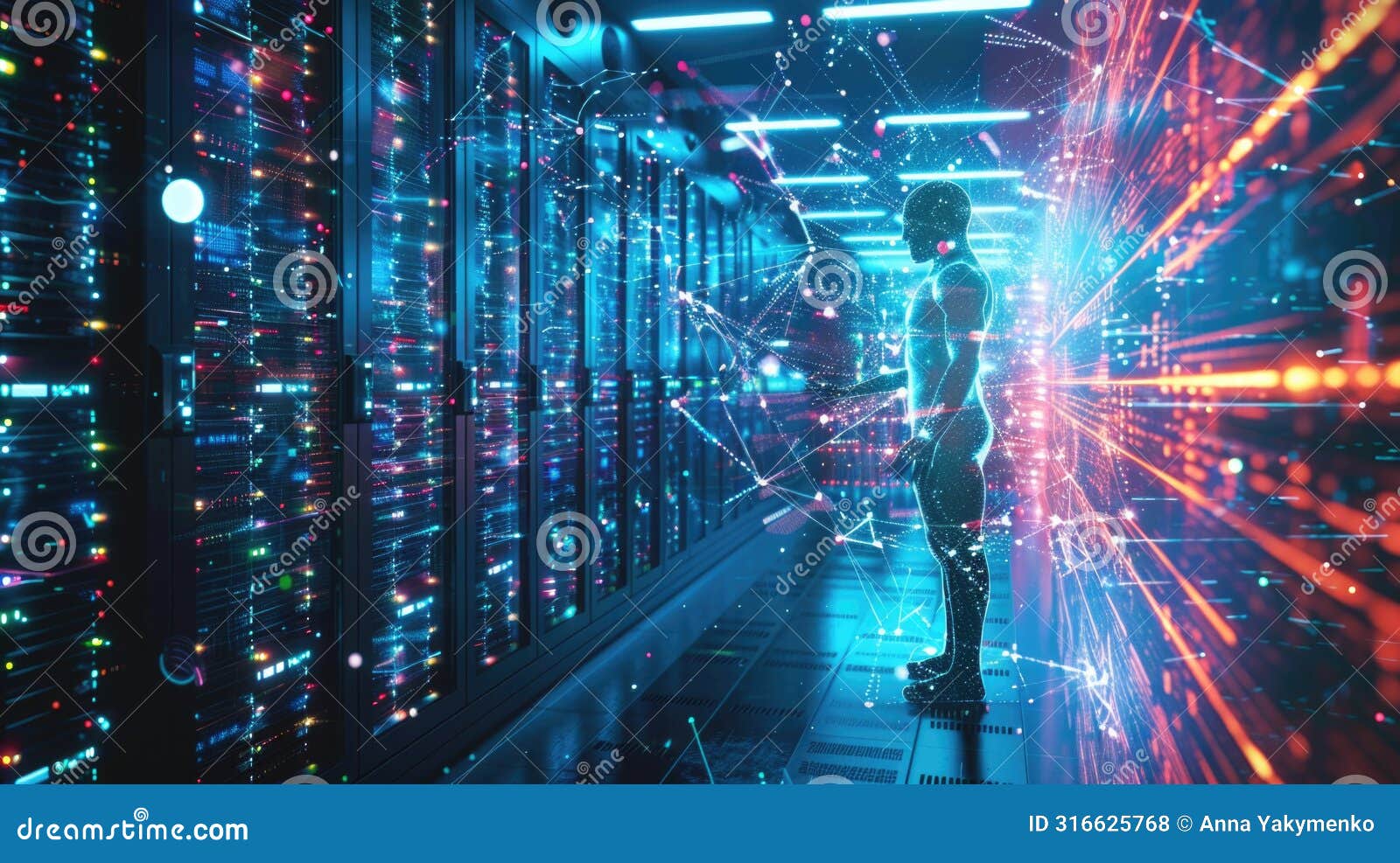 Visualize an AI Standing in a Stance of Power, Absorbing the ...