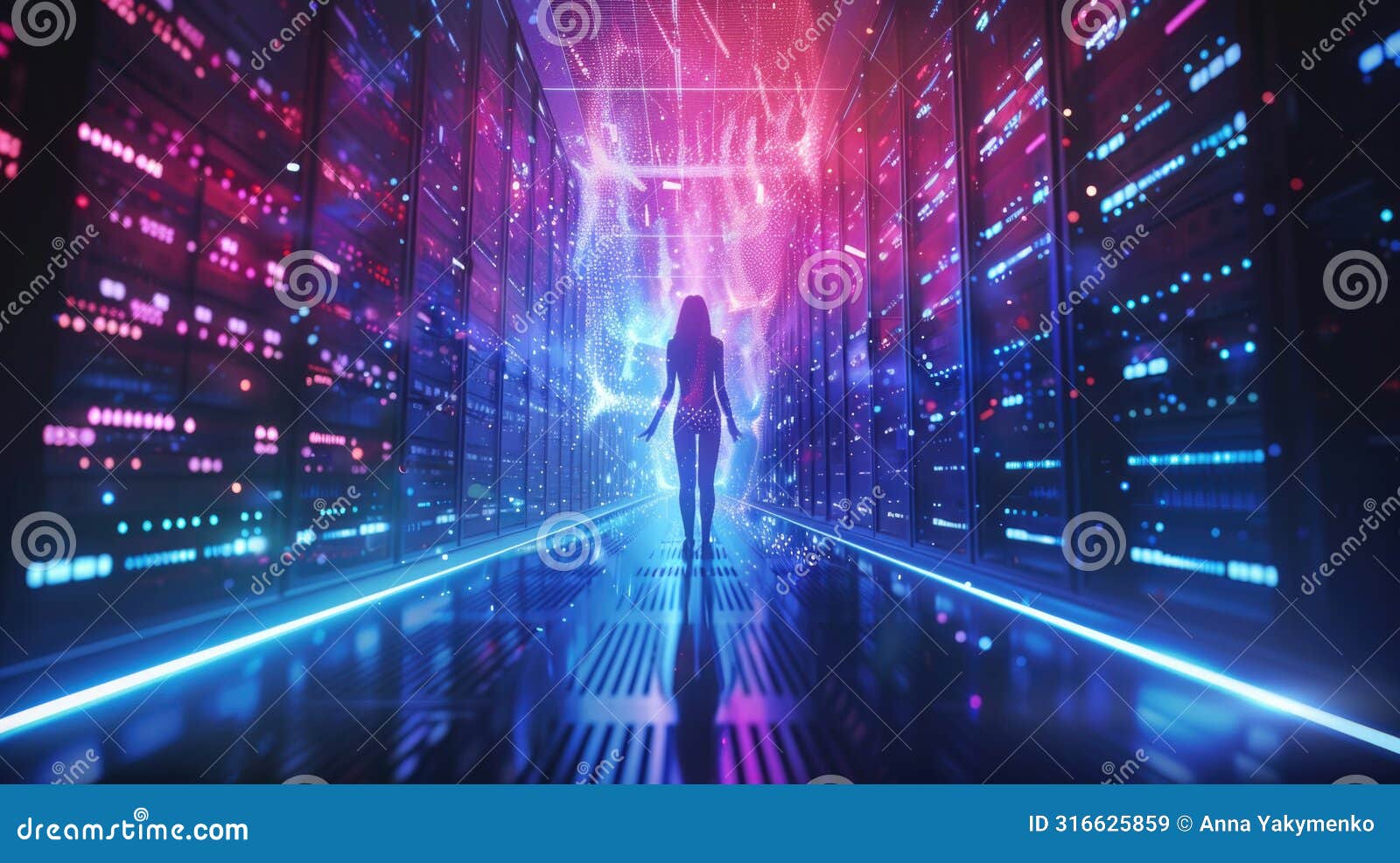 Visualize an AI Standing in a Stance of Power, Absorbing the ...