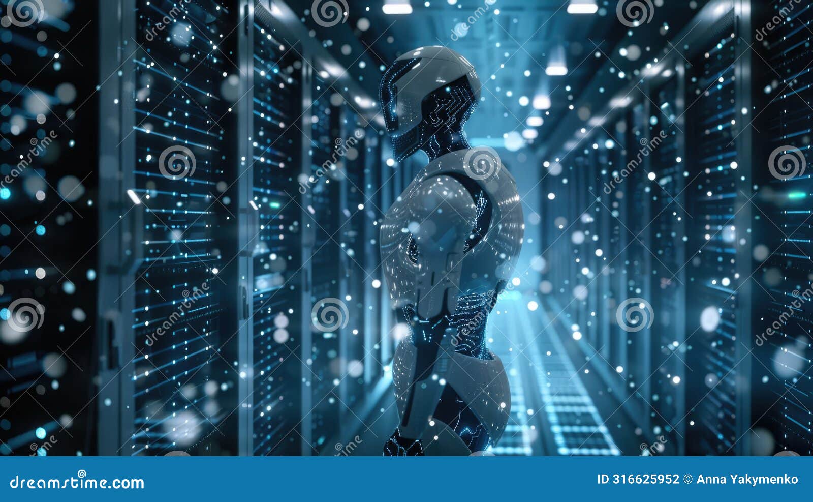 Visualize an AI Standing in a Stance of Power, Absorbing the ...