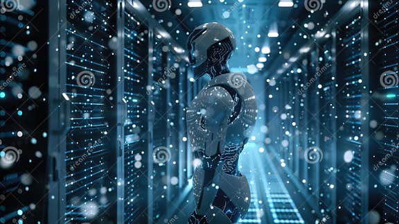 Visualize an AI Standing in a Stance of Power, Absorbing the ...