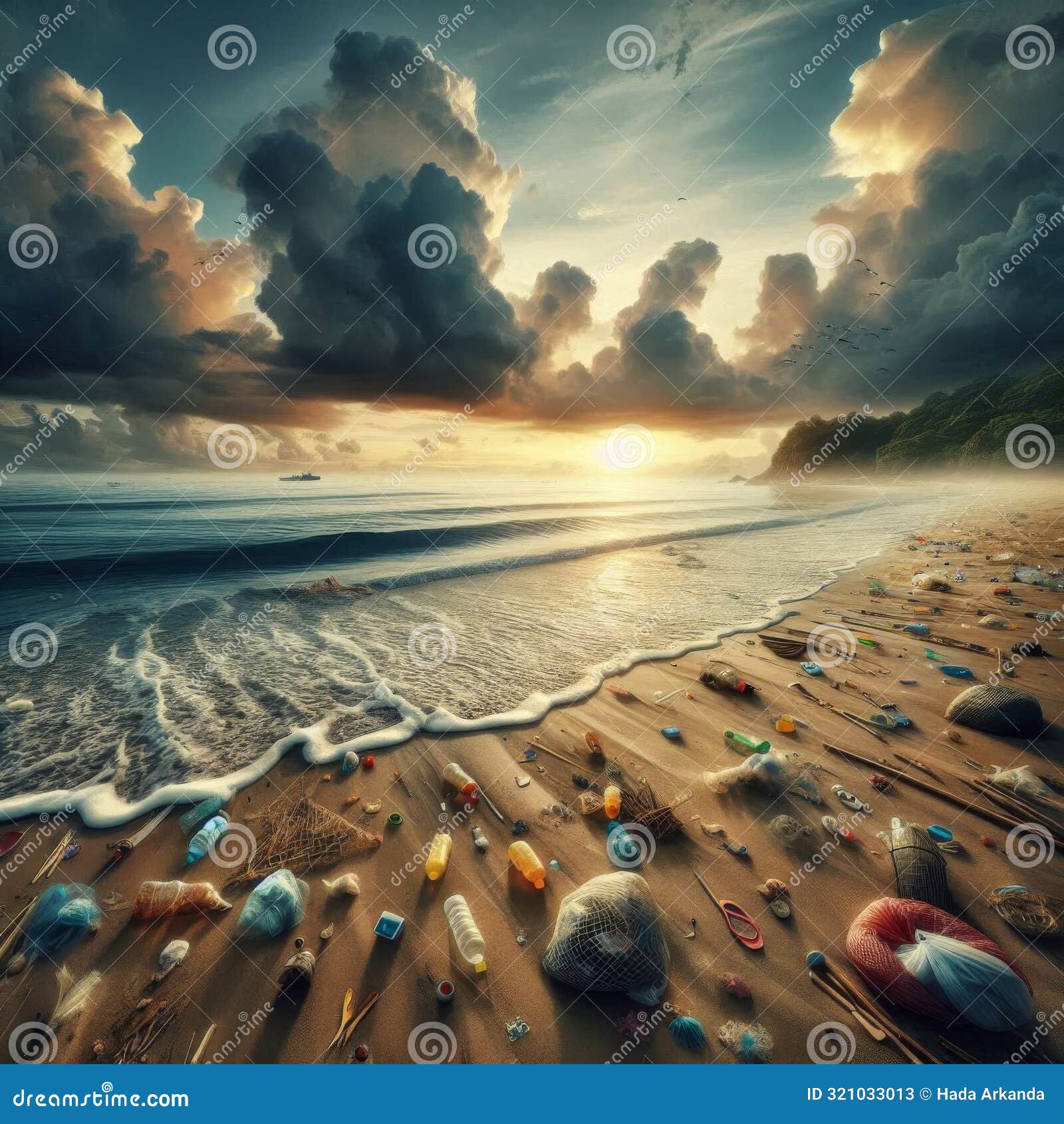 Visualize Beach Pollution Garbage Strewn Shorelines Stock Illustration ...