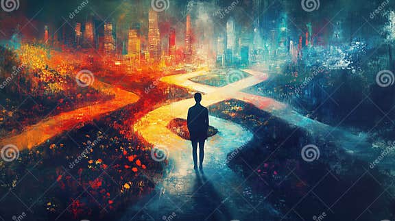 Life Choices Abstract Decision-Making Crossroads Multiple Pathways ...