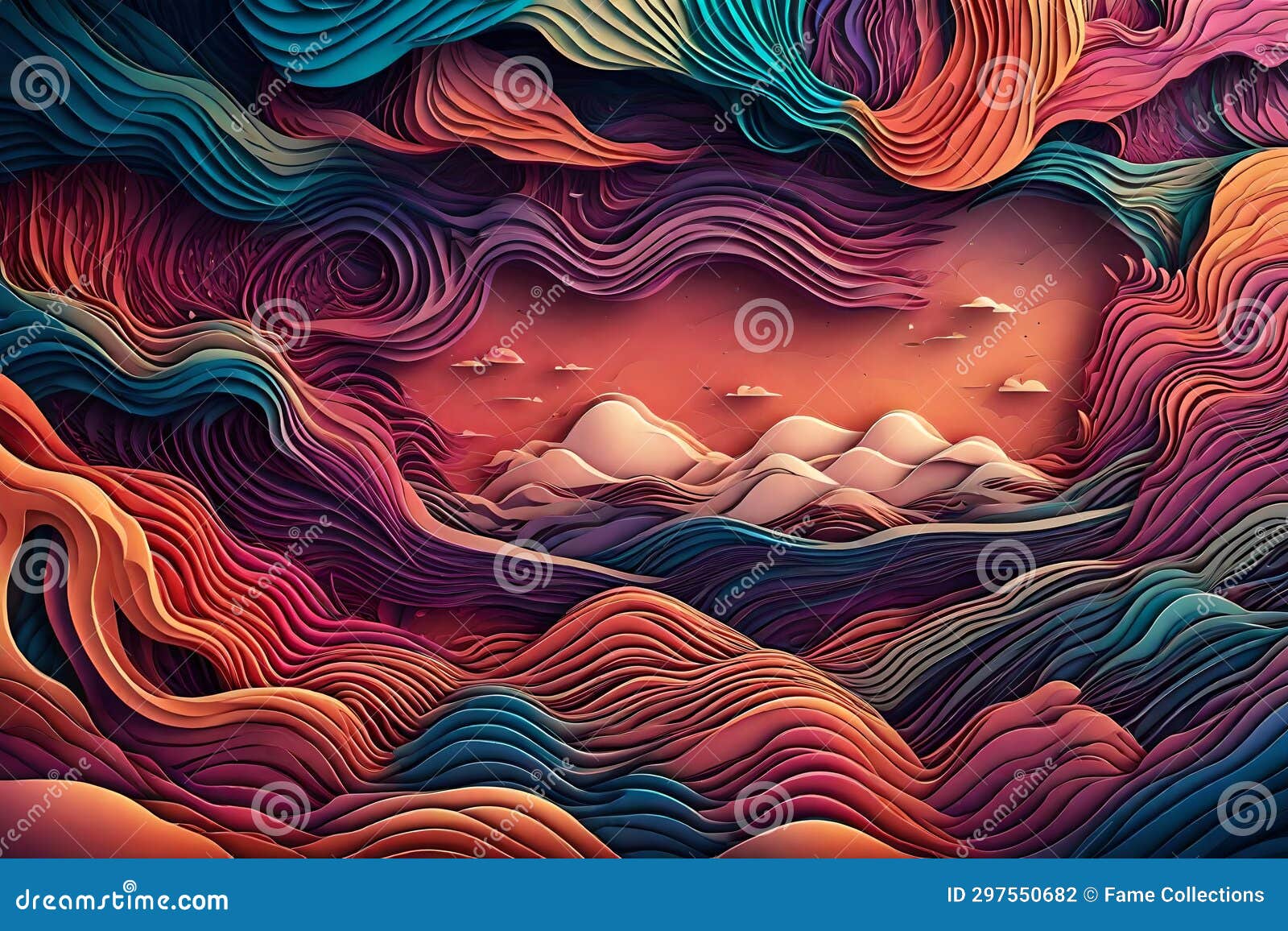 A 3D Papercut Layers Illustration with a Multi-layered Color Texture ...