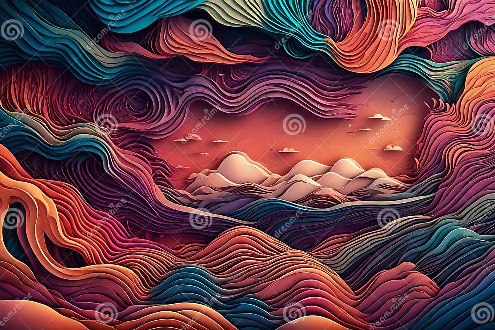 A 3D Papercut Layers Illustration with a Multi-layered Color Texture ...