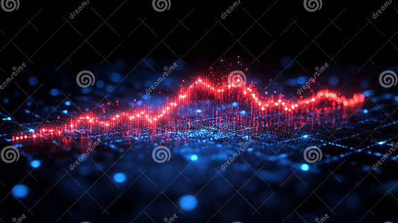 Visualize Digital Stock Market Graph with Declining Trends, Showcasing ...