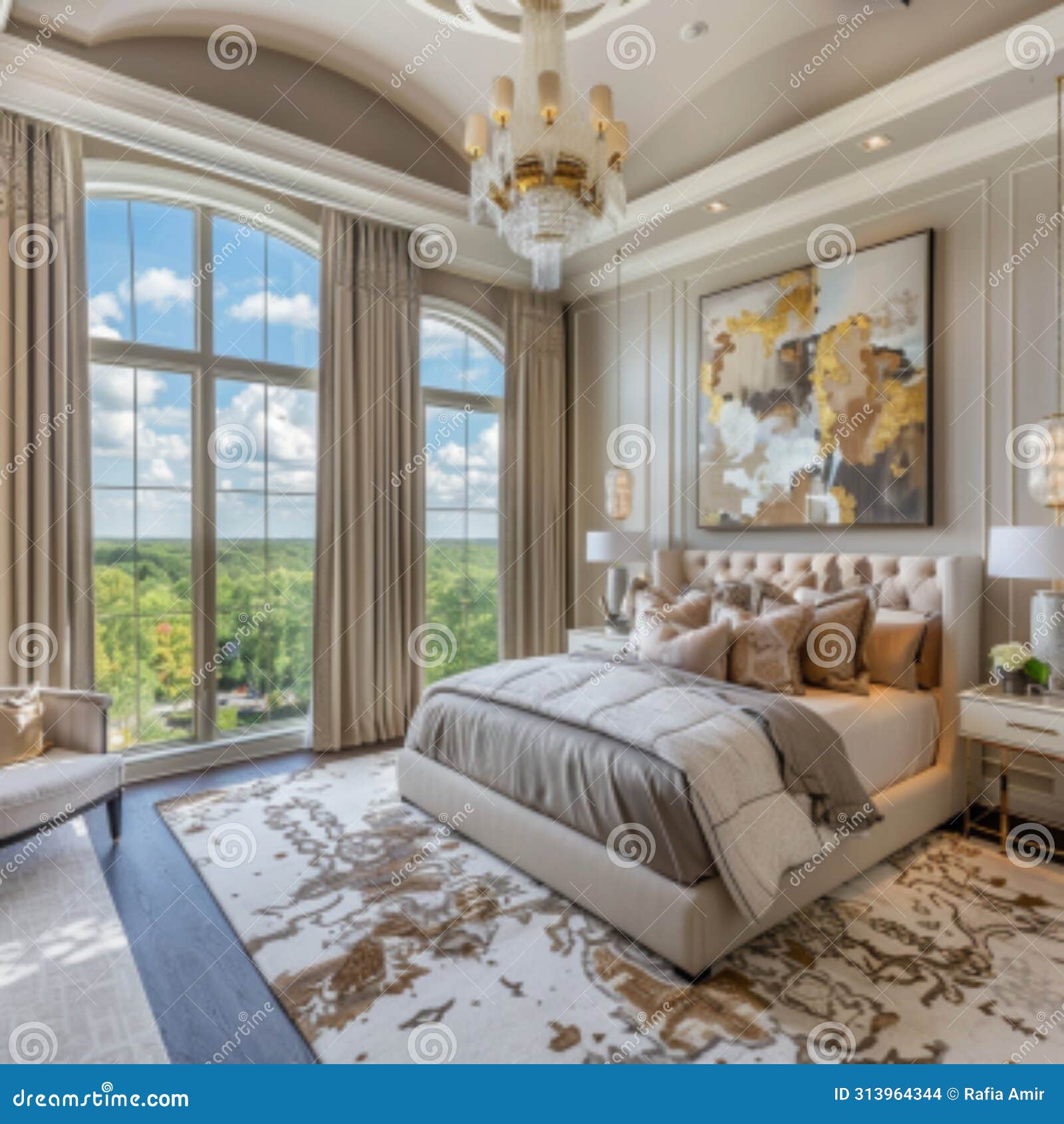 Visualize a Grand, Opulent Bedroom Where the Emphasis is on Space and ...