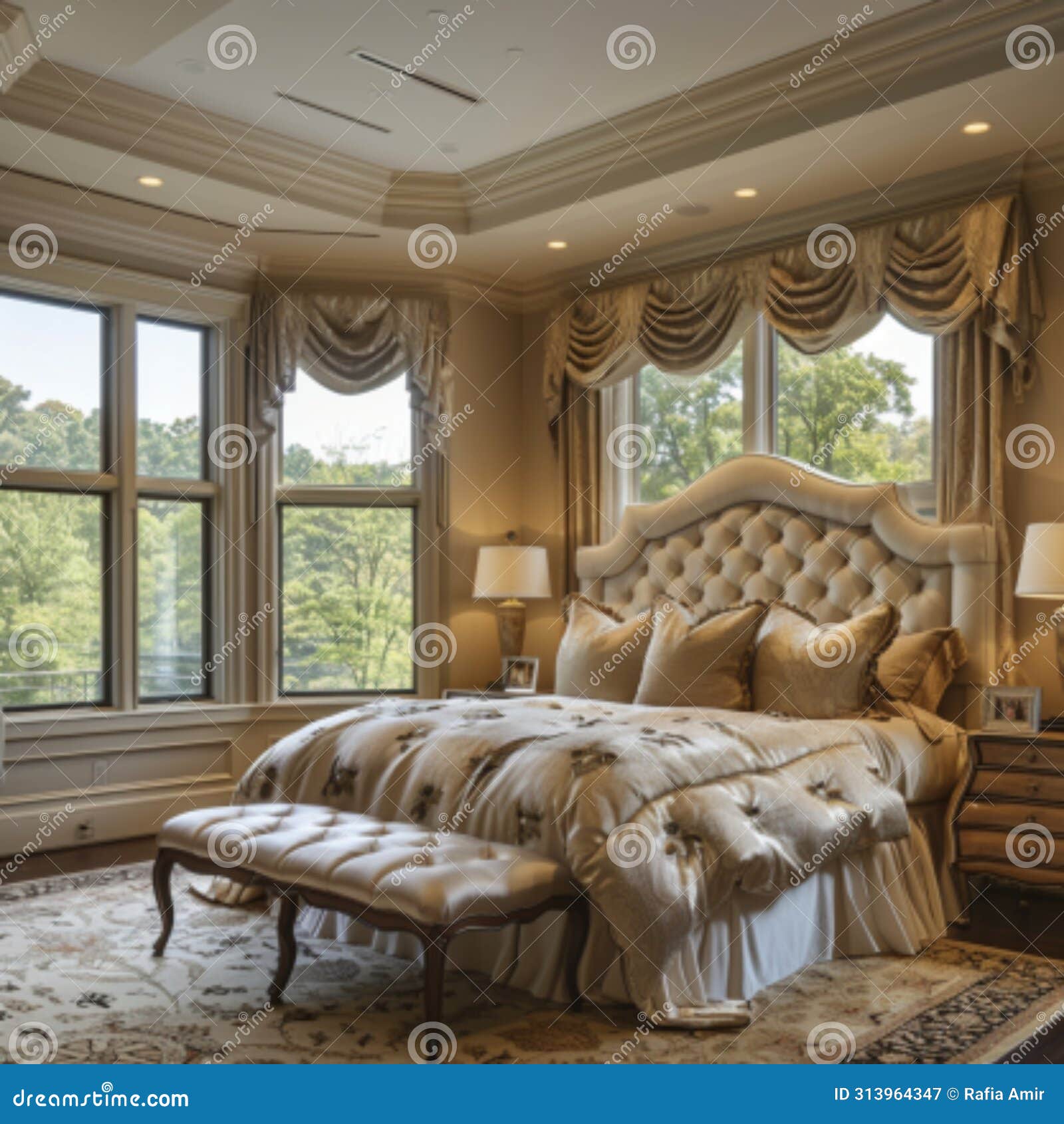 Visualize a Grand, Opulent Bedroom Where the Emphasis is on Space and ...
