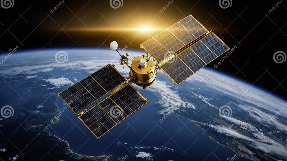 Showing Advanced Satellite Images Orbiting the Earth, Encoding the Signal Generative AI ...