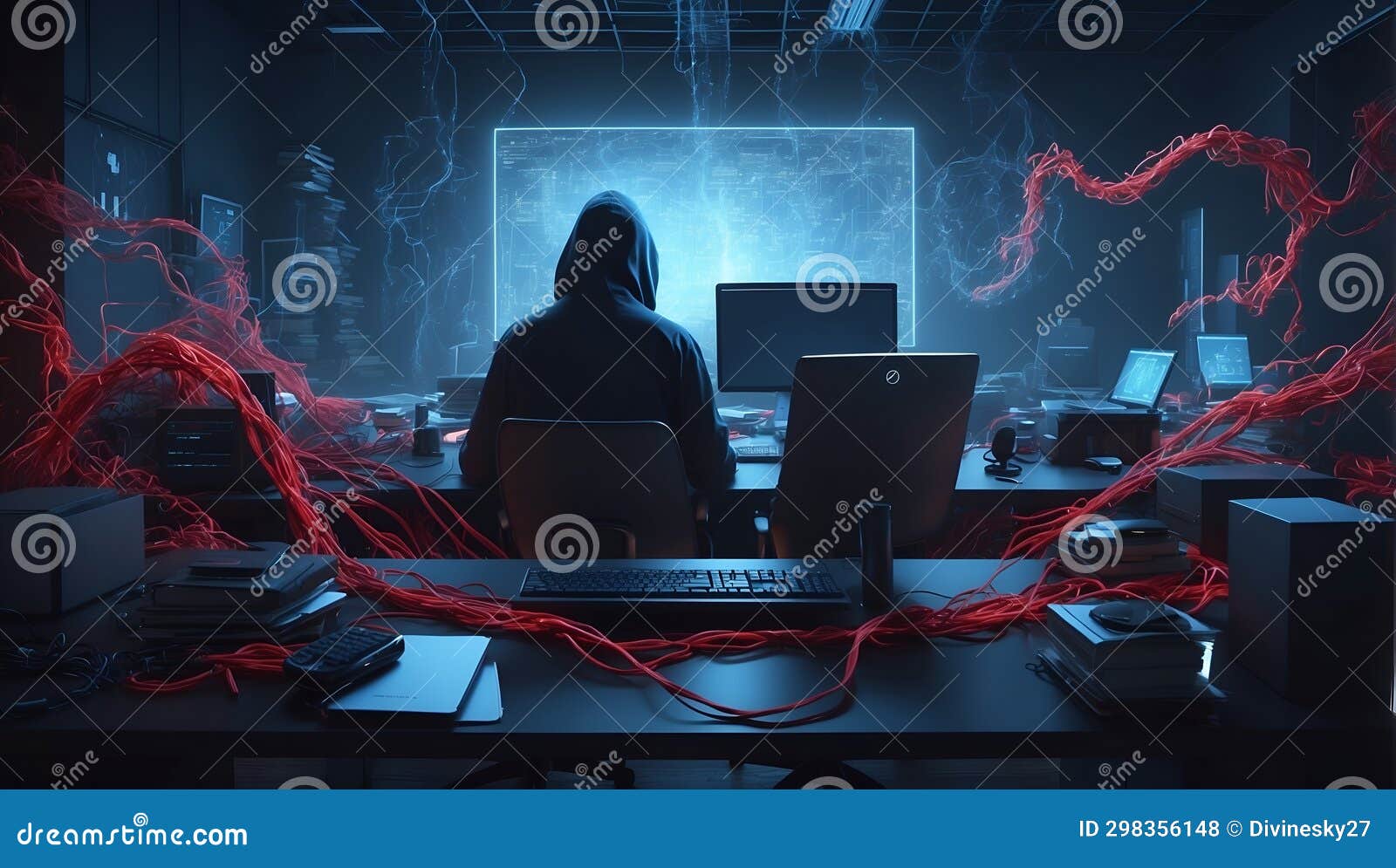 Cyber Risk in Home Workspace. Generative Ai Stock Illustration ...