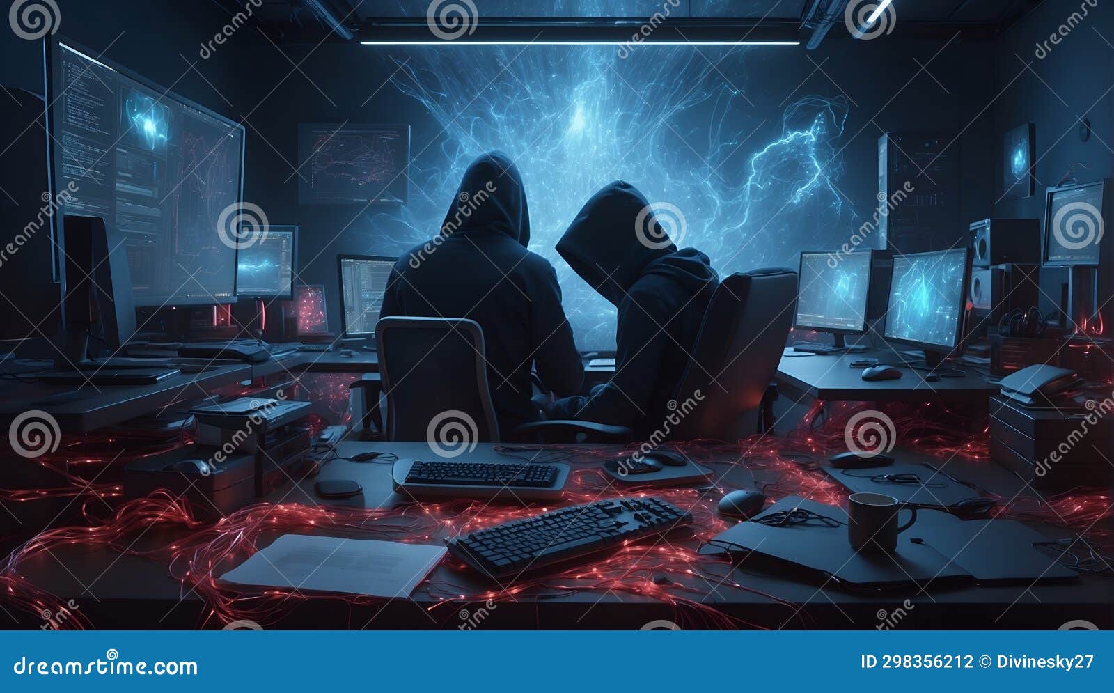 Cyber Risk in Home Workspace. Generative Ai Stock Illustration ...