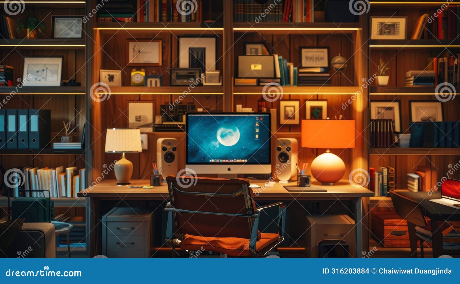 Visualize a Modern Luxury Study Room with a Sleek, Ergonomic Workspace ...