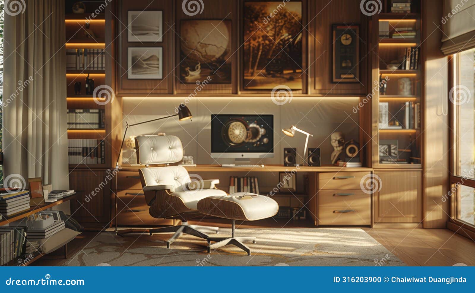 Visualize a Modern Luxury Study Room with a Sleek, Ergonomic Workspace ...