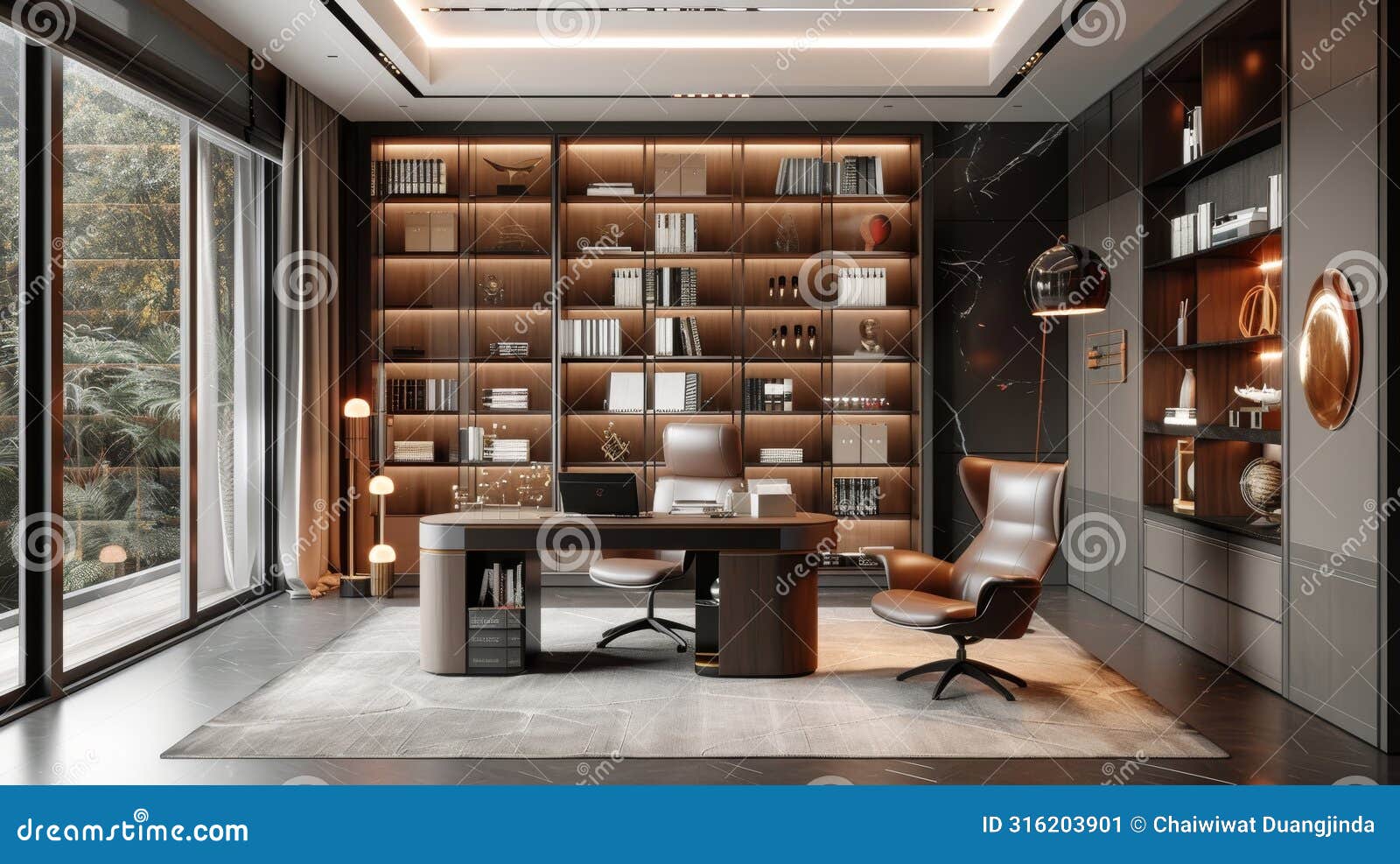 Visualize A Modern Luxury Study Room With A Sleek, Ergonomic Workspace ...