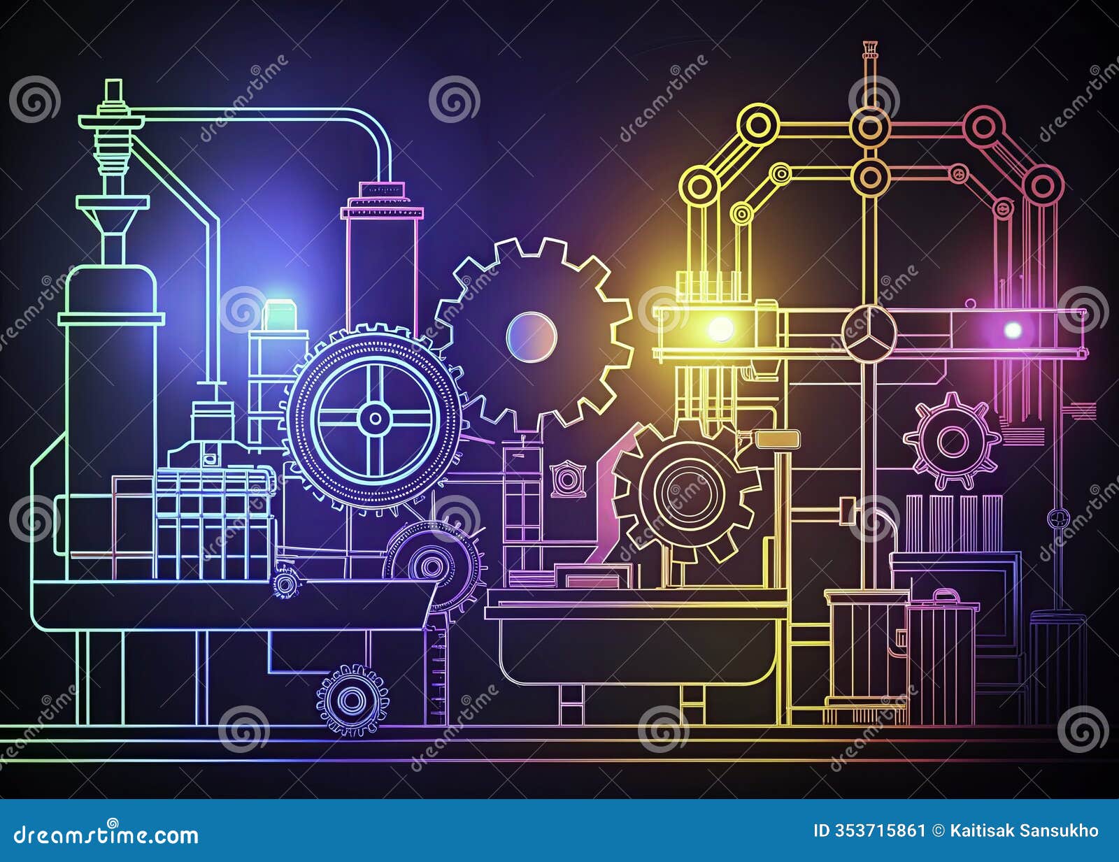 Optimized Mechanical Production Process Illustration Customizable ...