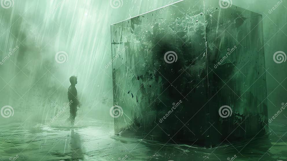 Loneliness, Isolation, Limitation, Fear. a Man in a Cube "Bound by ...