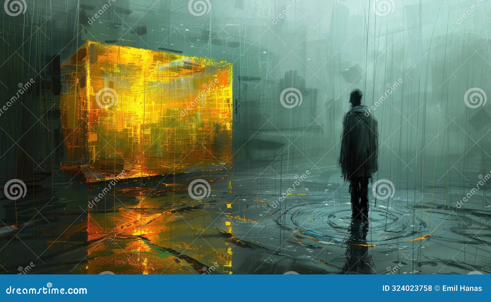 Loneliness, Isolation, Limitation, Fear. a Man in a Cube "Bound by ...