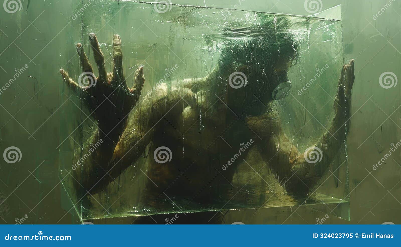 Loneliness, Isolation, Limitation, Fear. a Man in a Cube "Bound by ...