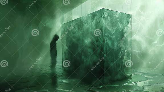 Loneliness, Isolation, Limitation, Fear. a Man in a Cube "Bound by ...