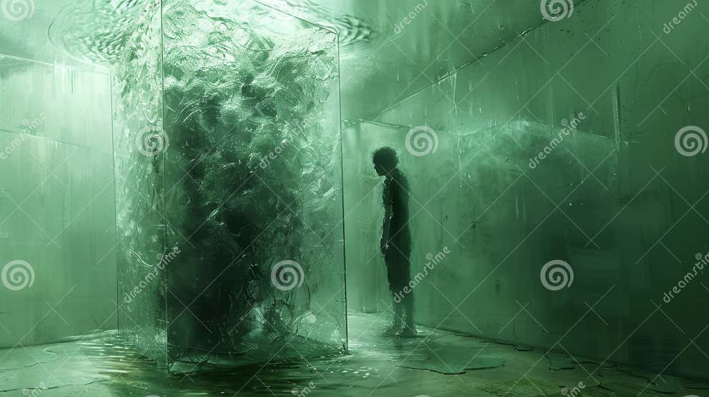 Loneliness, Isolation, Limitation, Fear. a Man in a Cube "Bound by ...