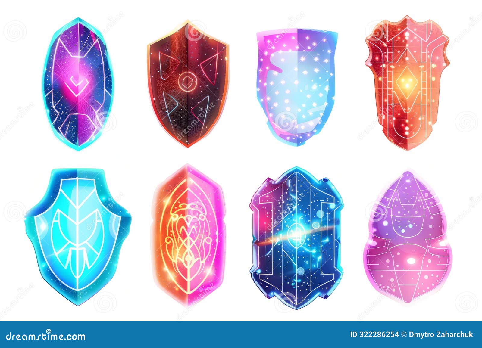 Visualize a Set of Glowing Energy Shields and Barriers, Unique Pattern ...