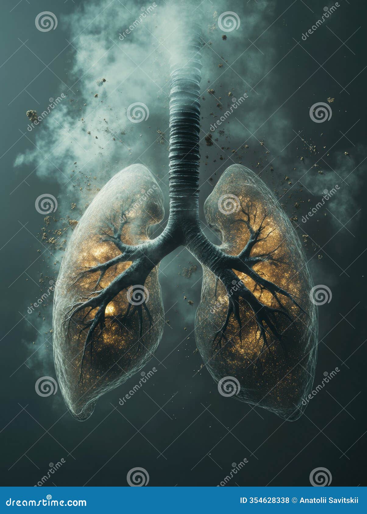 Realistic Depiction of Lungs Amidst Polluted Air Filled with Smog and ...