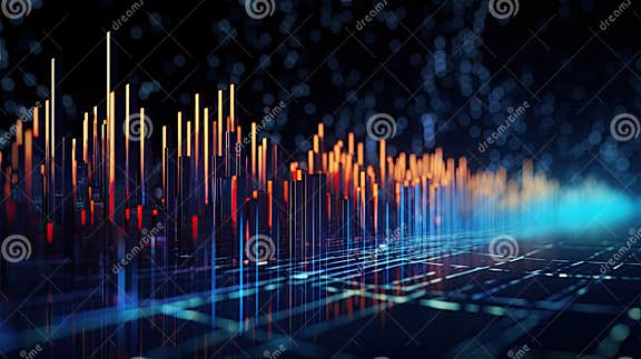 Visualizing Big Data Generated By An Clustering Algorithm In Glowing 3d Bar Design Stock